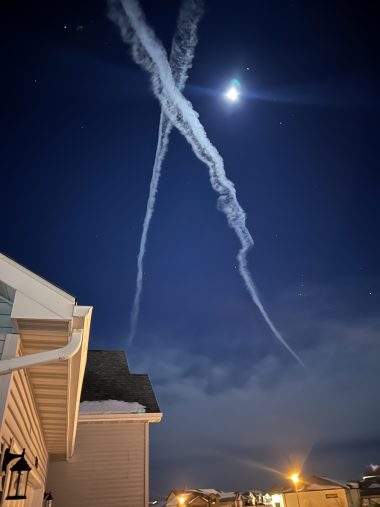 Contrails in the night sky - SkySpy Photos, Images, Video